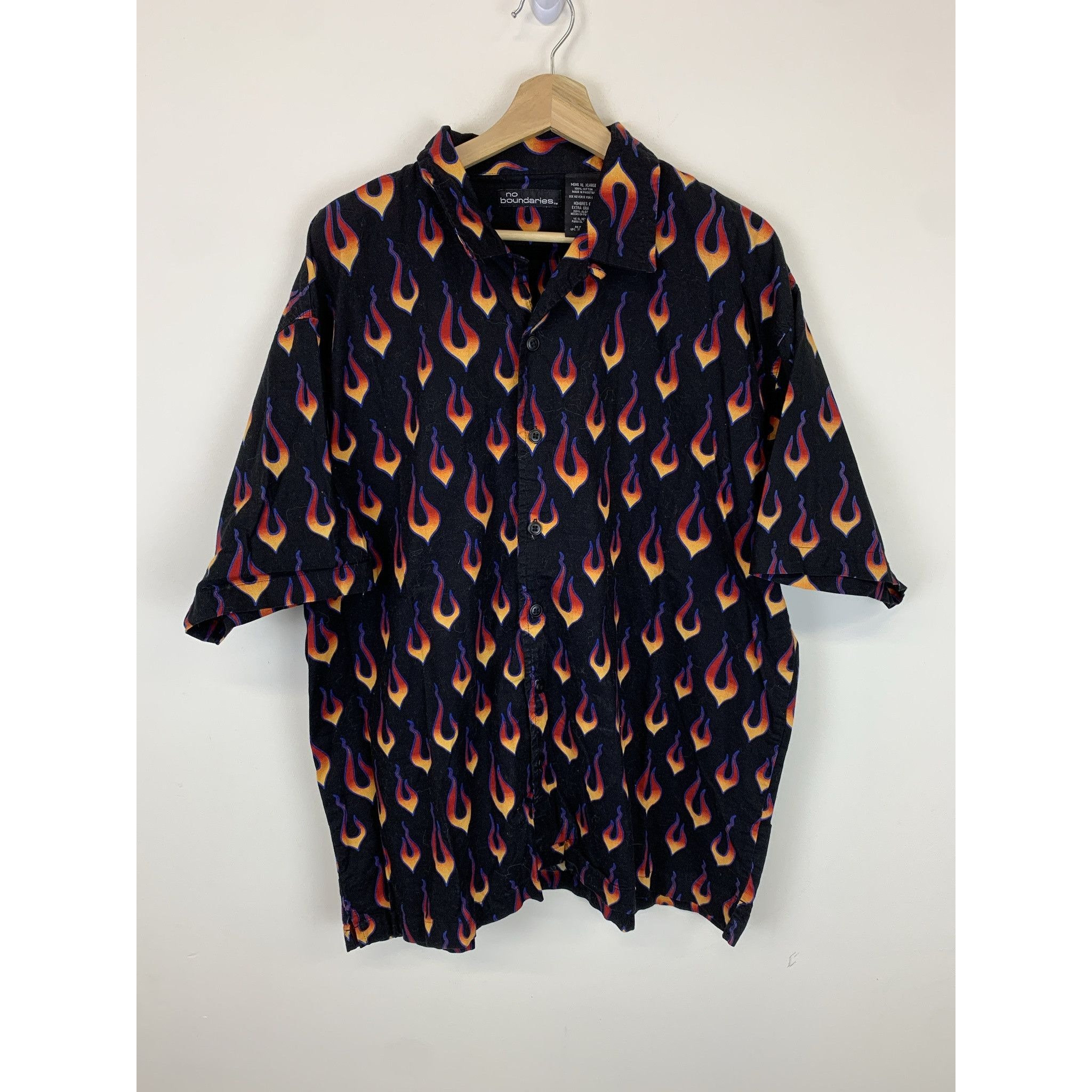 Vintage 1990s No Boundaries Flame Button up Guy Fieri Ricky Shirt Size ...