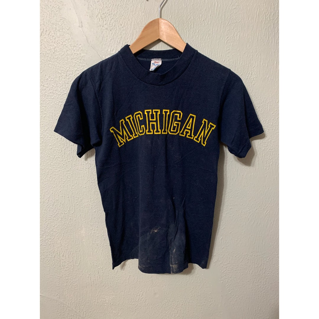 Vintage Michigan State Block Letter Arc Logo Teevintage Tshirt - Etsy