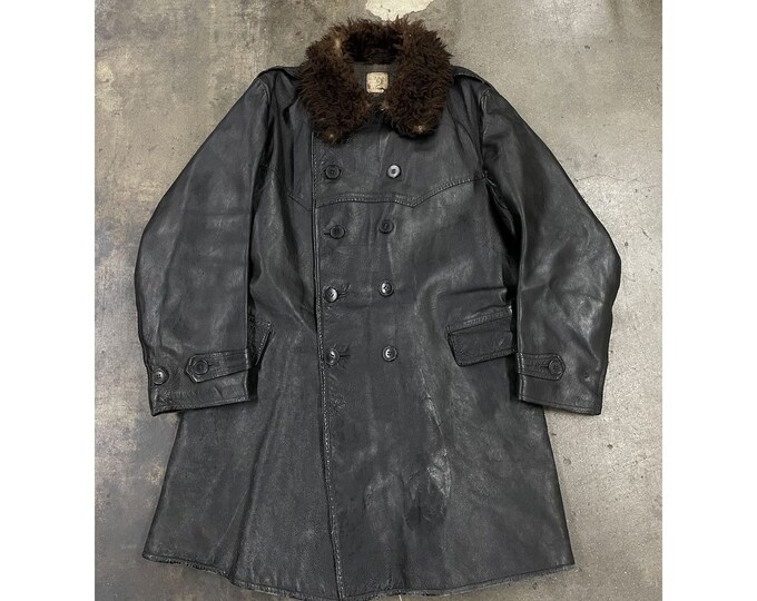 Vintage 1940s WWII Swedish Horsehide Motorcycle Jacket Duster Rare ...