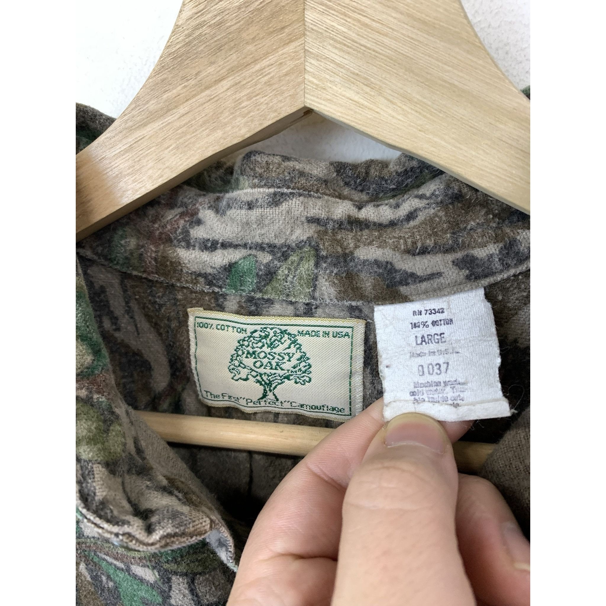 Vintage Mossy Oak Green Leaf Camo Chamois Flannel Shirt Size Large ...