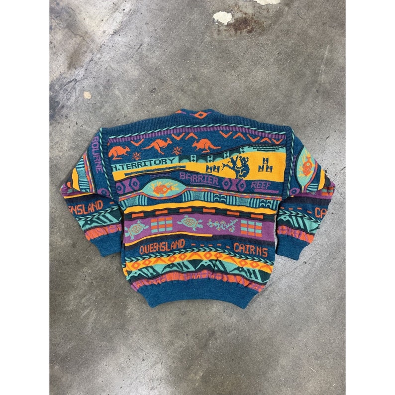 Coogi Style Emaroo Australia Ocean Reef and Fish Wave Cardigan Vintage ...