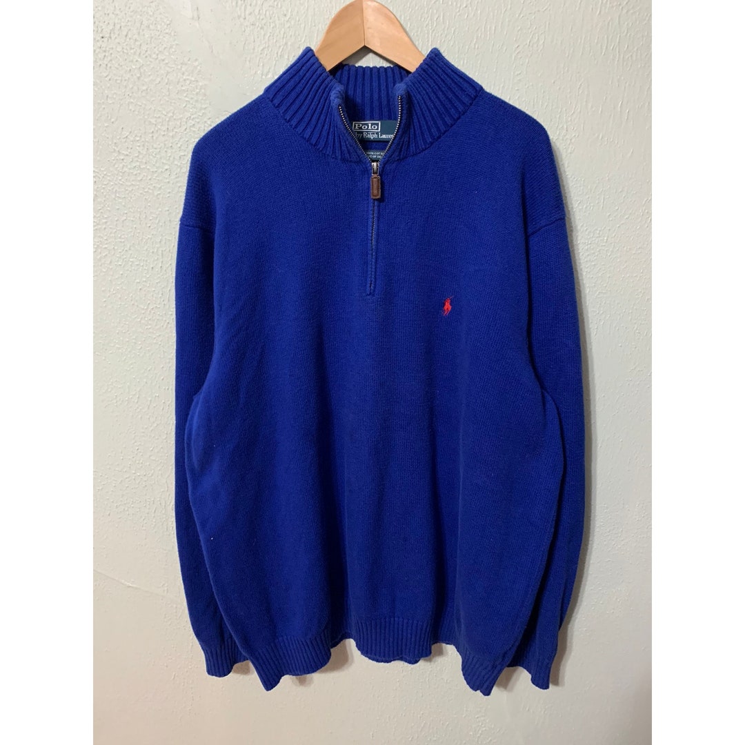 Vintage XXXL Polo Ralph Lauren Red Horse Quarterzip Knit - Etsy