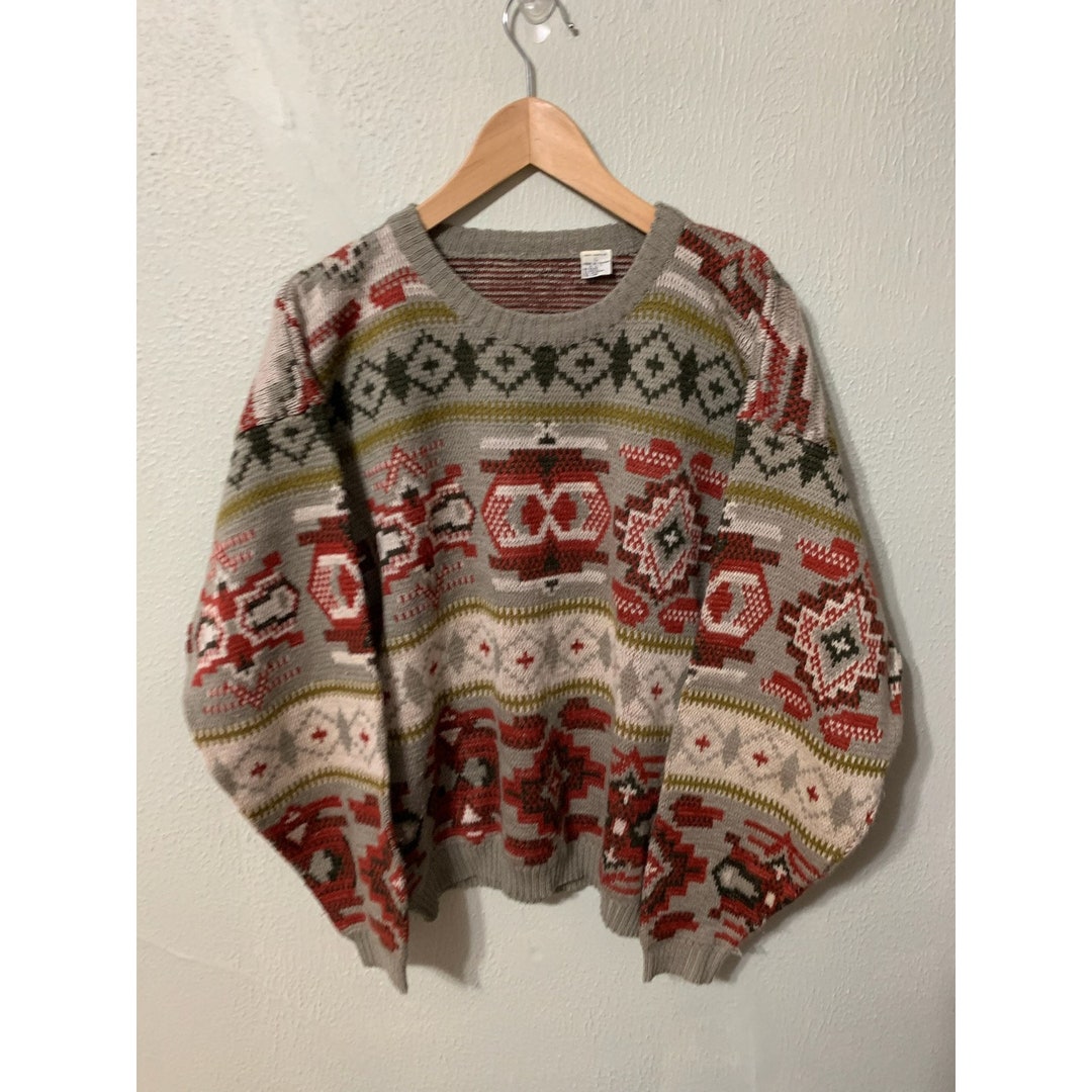 Vintage Aztec Gems Knit Sweater - Etsy