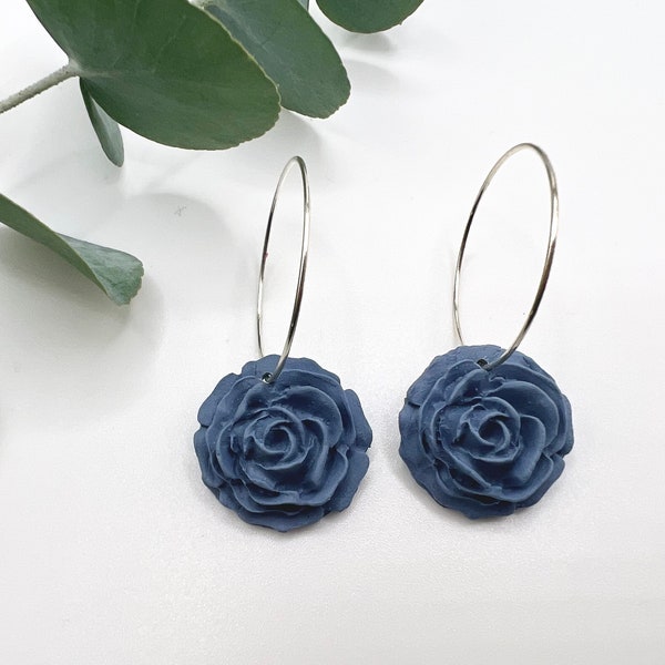 Blue Rose Earrings - Etsy