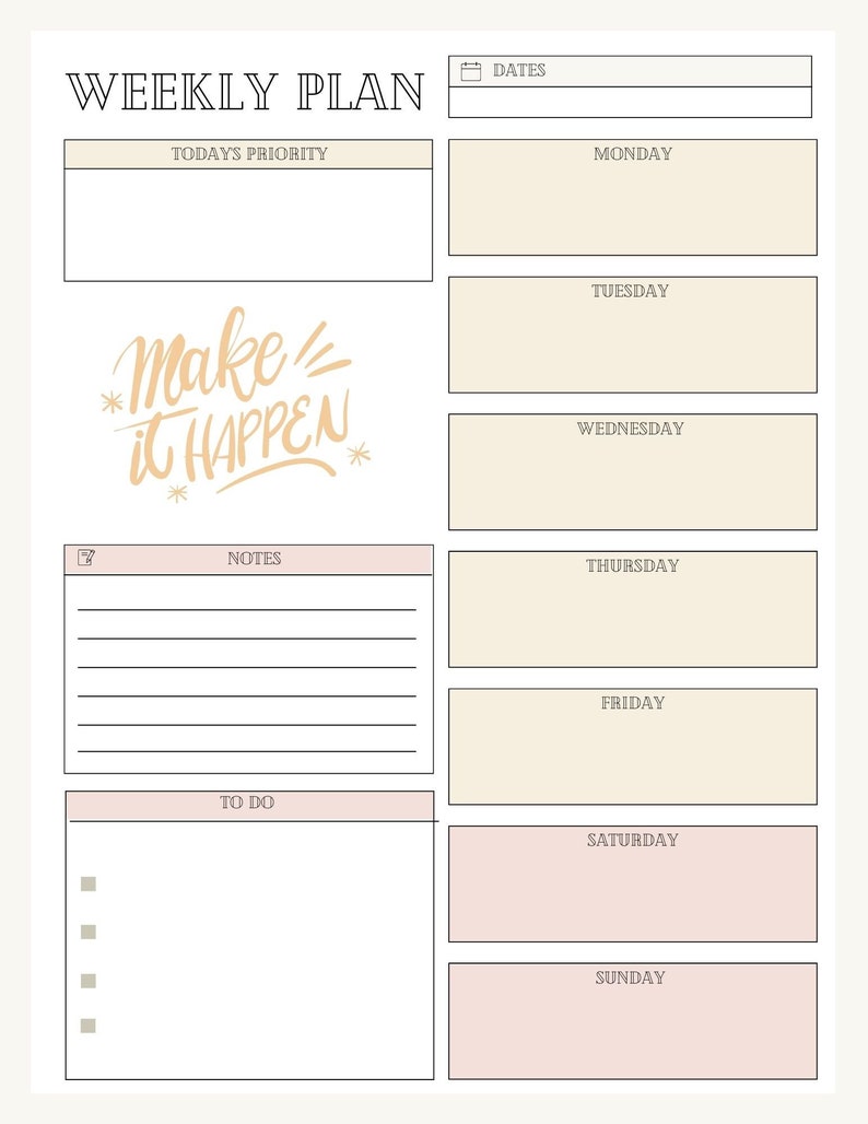 Weekly Schedule, Printable, Homeschool Weekly Schedule, Weekly Planner ...