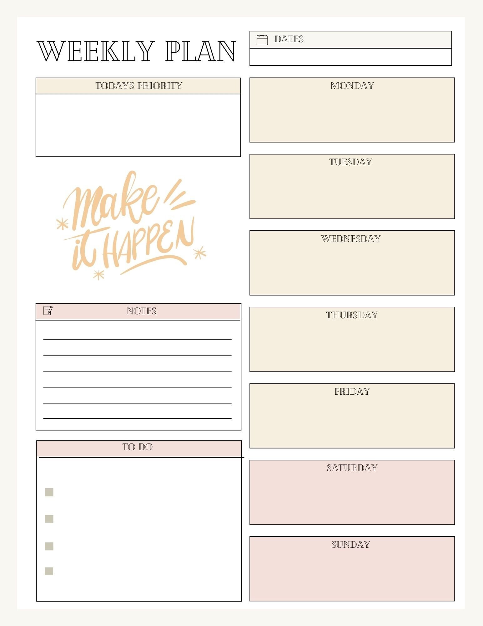 Weekly Schedule, Printable, Homeschool Weekly Schedule, Weekly Planner ...