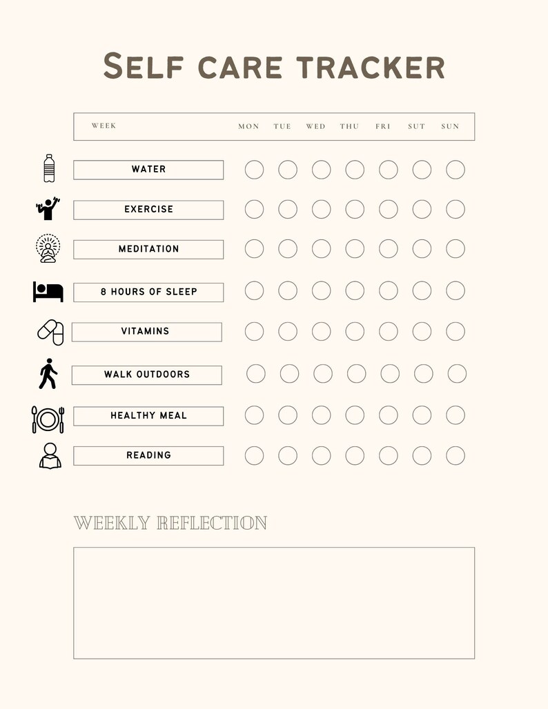 Self Care Checklist Printable-,pdf, Routine Checklist, Habit Tracker ...