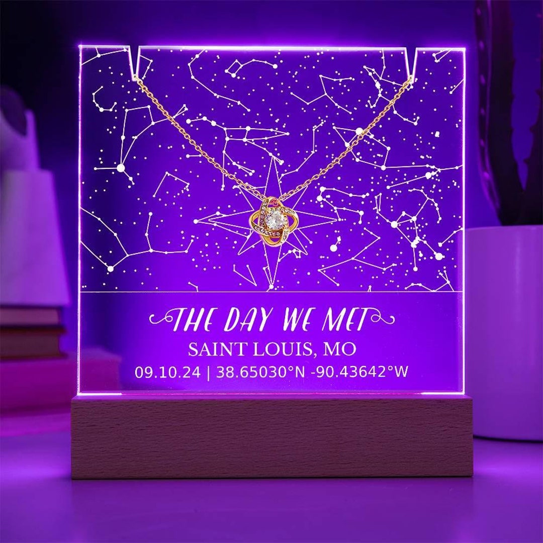 Custom Star Map Coordinate Gift for Her, Love Knot Gift, Night Sky Gift ...