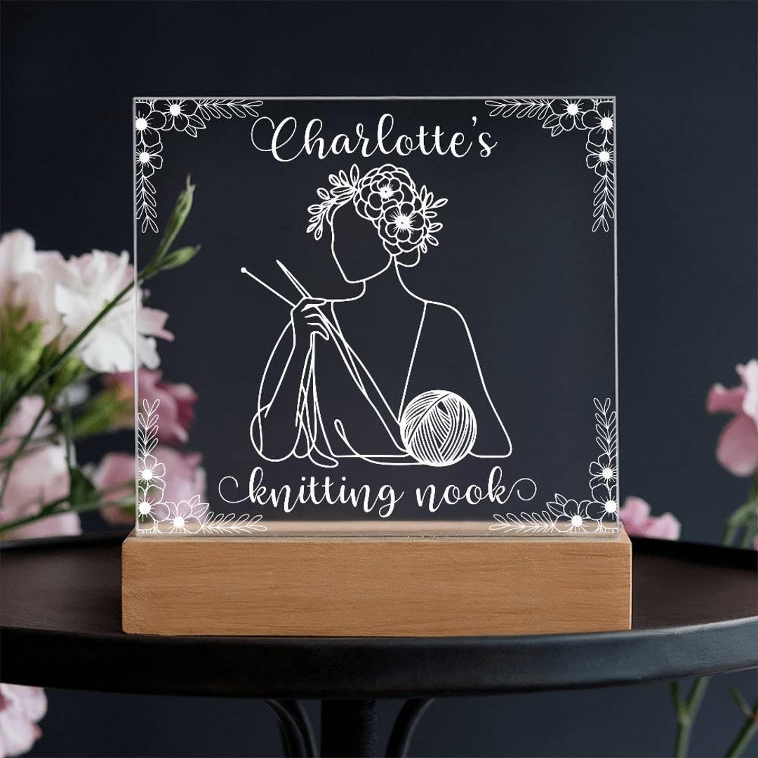 Knitting Decor, Knitting Sign, Knitting Lover Gift, Custom Knitting ...