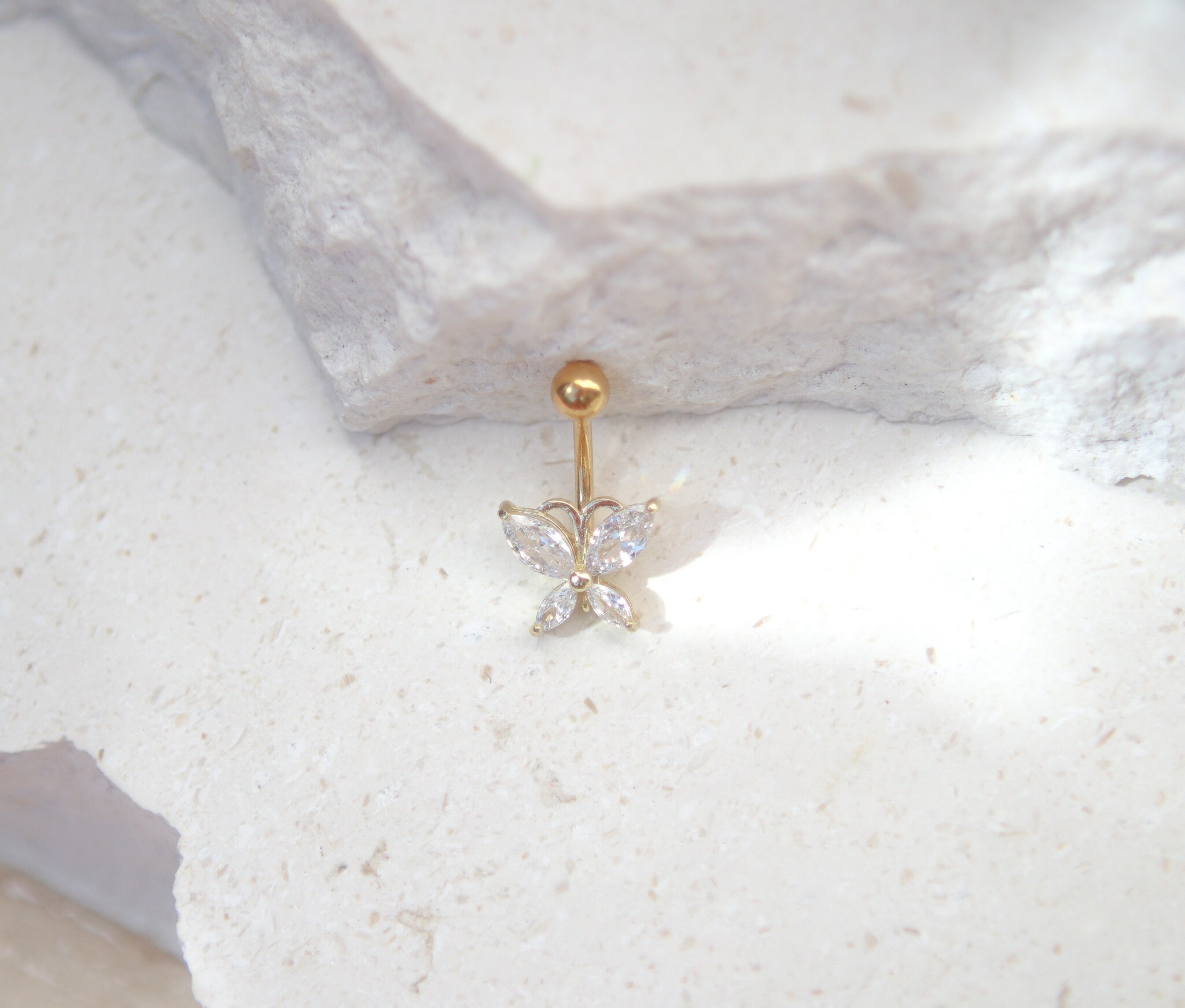 Butterfly Belly Button Piercing | Cubic Zirconia Naval Piercing ...