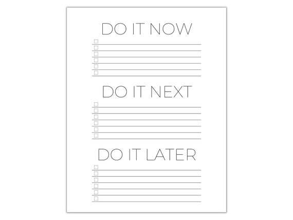 Simple Printable to Do List do It Now Do It Next Do It - Etsy