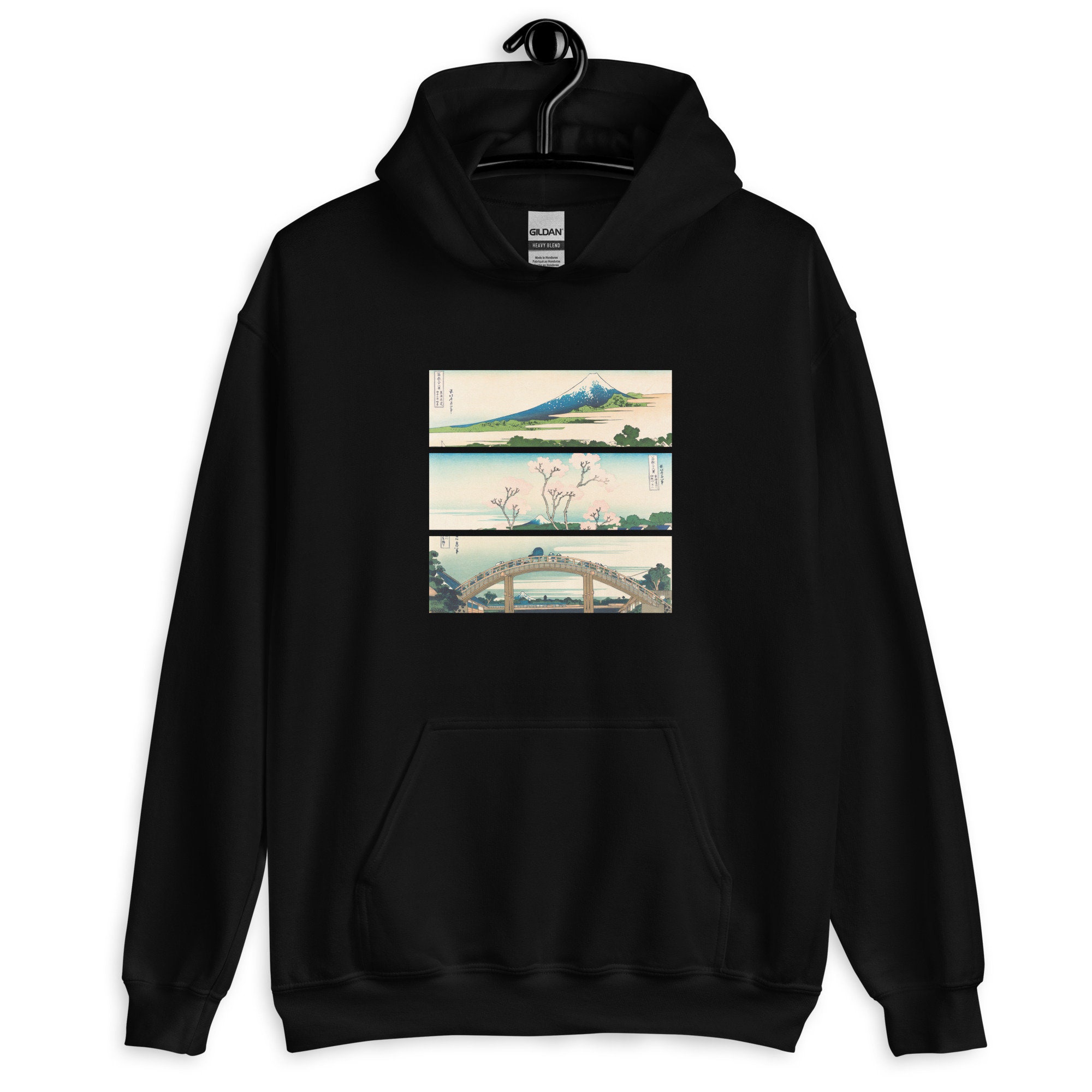 3 Views of Hokusai Vintage Art Unisex Hoodie, Japanese Ukiyo-e Hoodie ...