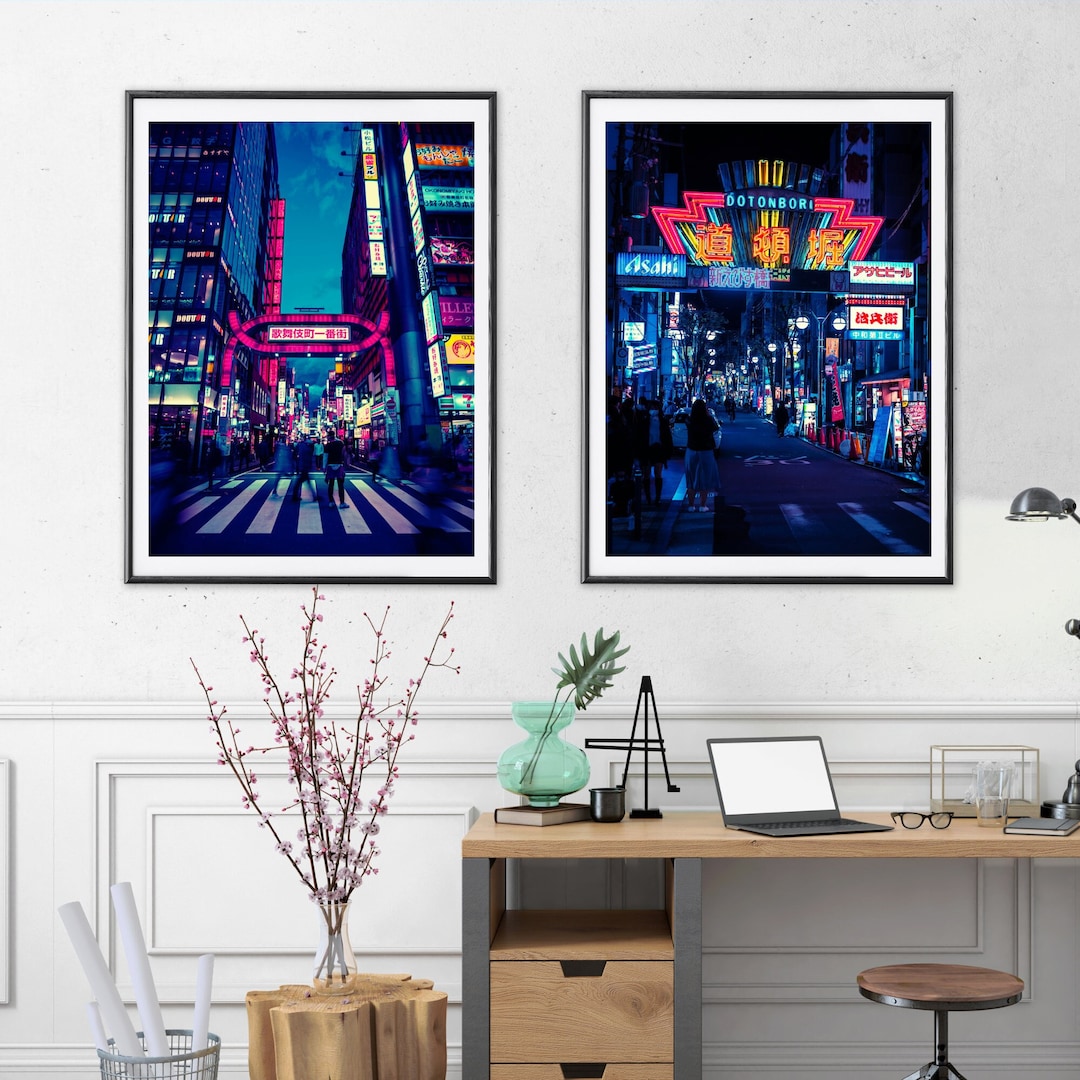 Tokyo Osaka Night Street Prints, Japan Art Set (digital Download) - Etsy