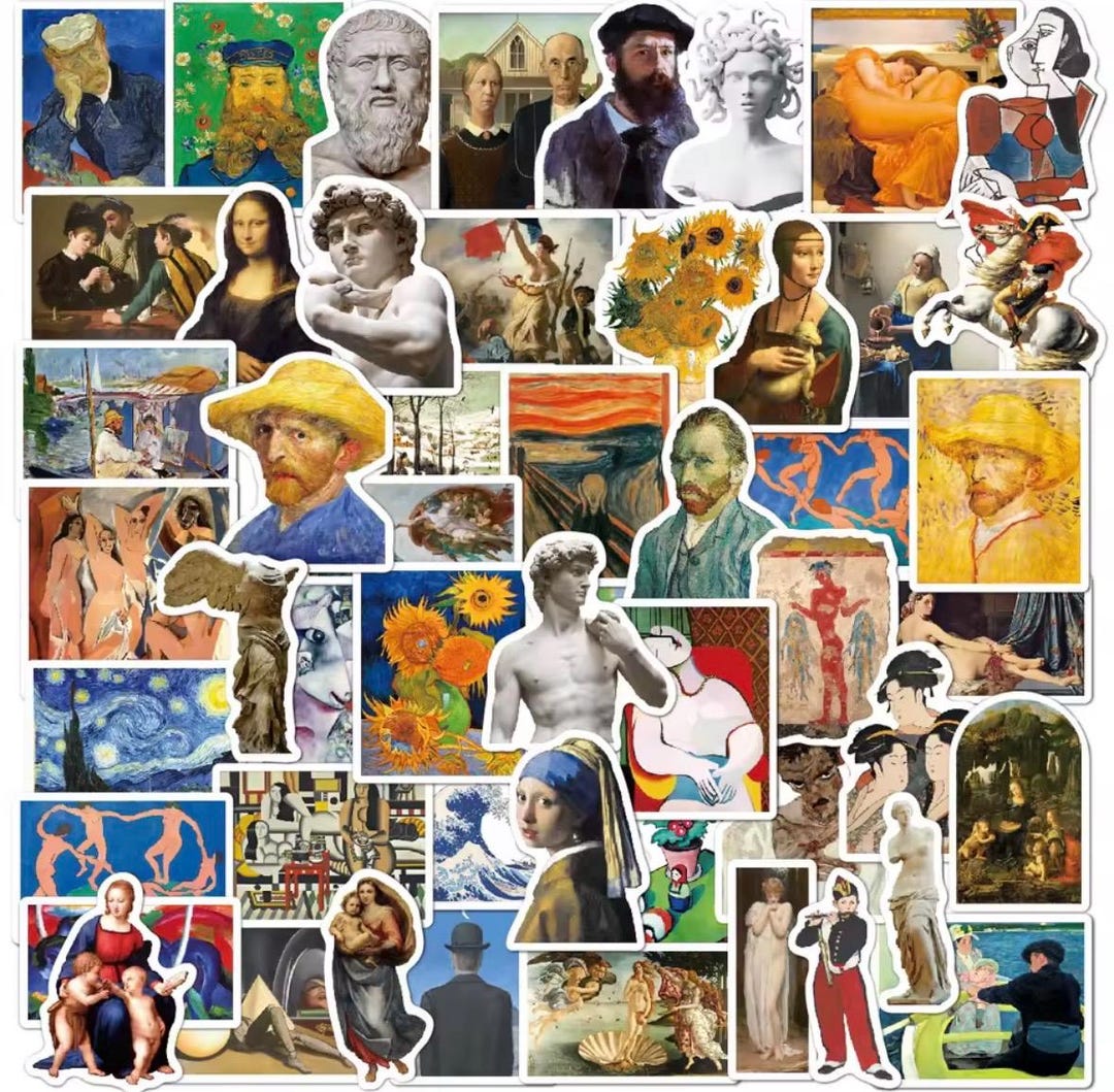 Famous Paintings Art Stickers - Vinyl Decal Pack for Laptop, Skateboard ...