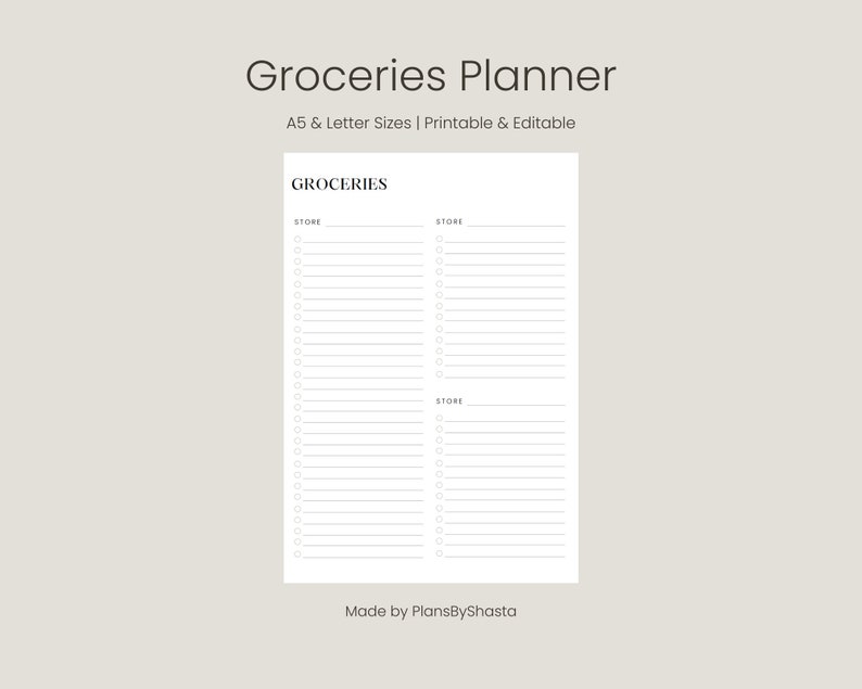 Grocery Tracker | Detailed | Instant Download, A4/letter - Etsy