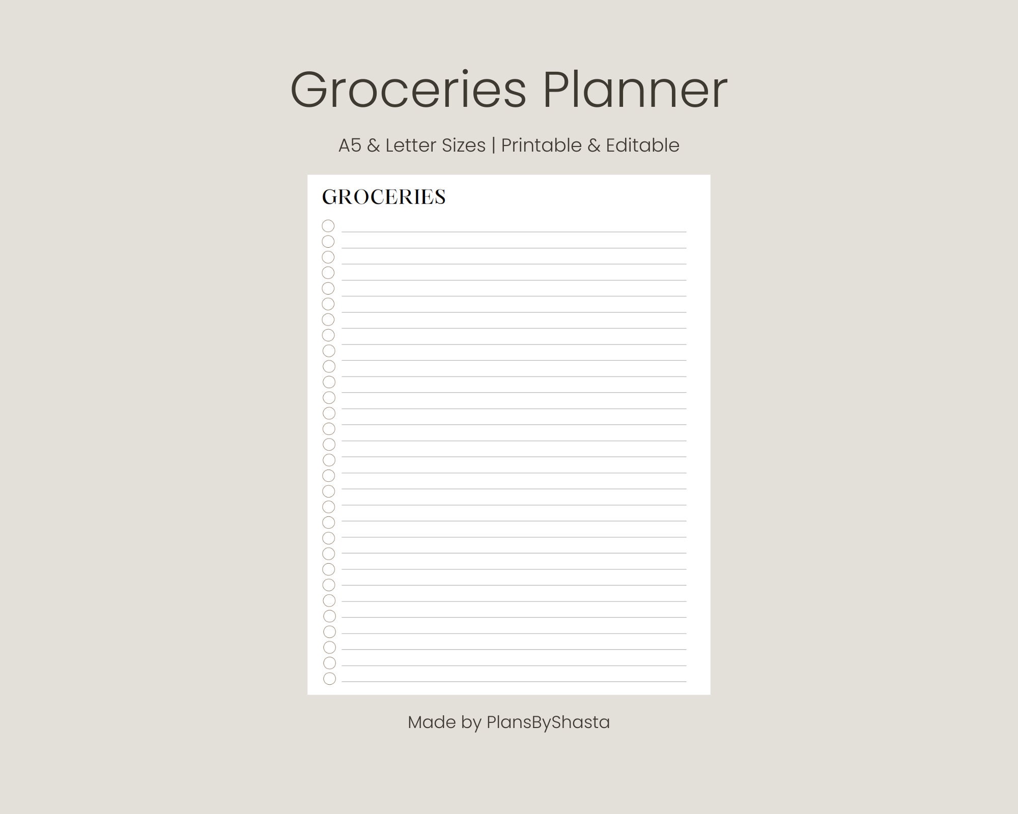 Grocery Tracker | Simple | Instant Download, A4/letter - Etsy