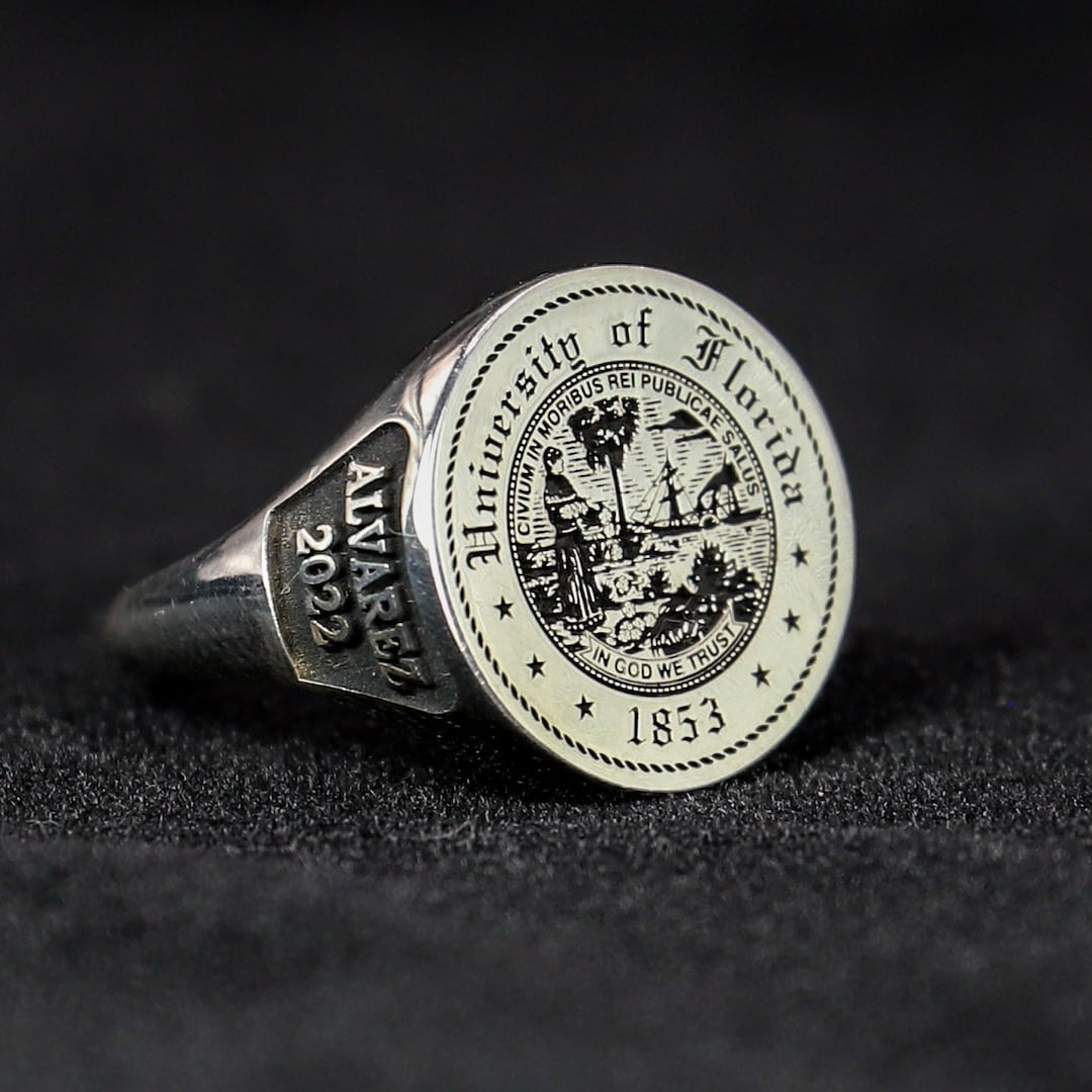 University Ring, Custom 10K 14K 18K Solid Gold Coat of Arms Ring ...