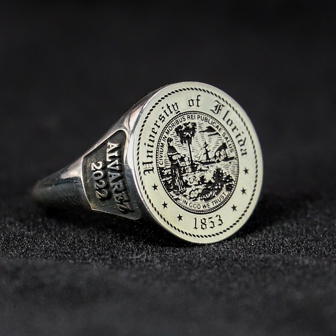 University Ring, Custom 10K 14K 18K Solid Gold Coat of Arms Ring ...