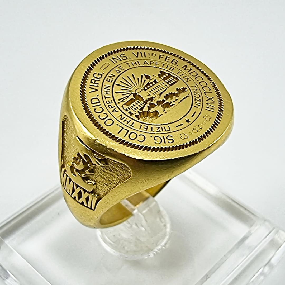 University Ring Custom 10K 14K 18K Solid Gold Coat of Arms - Etsy