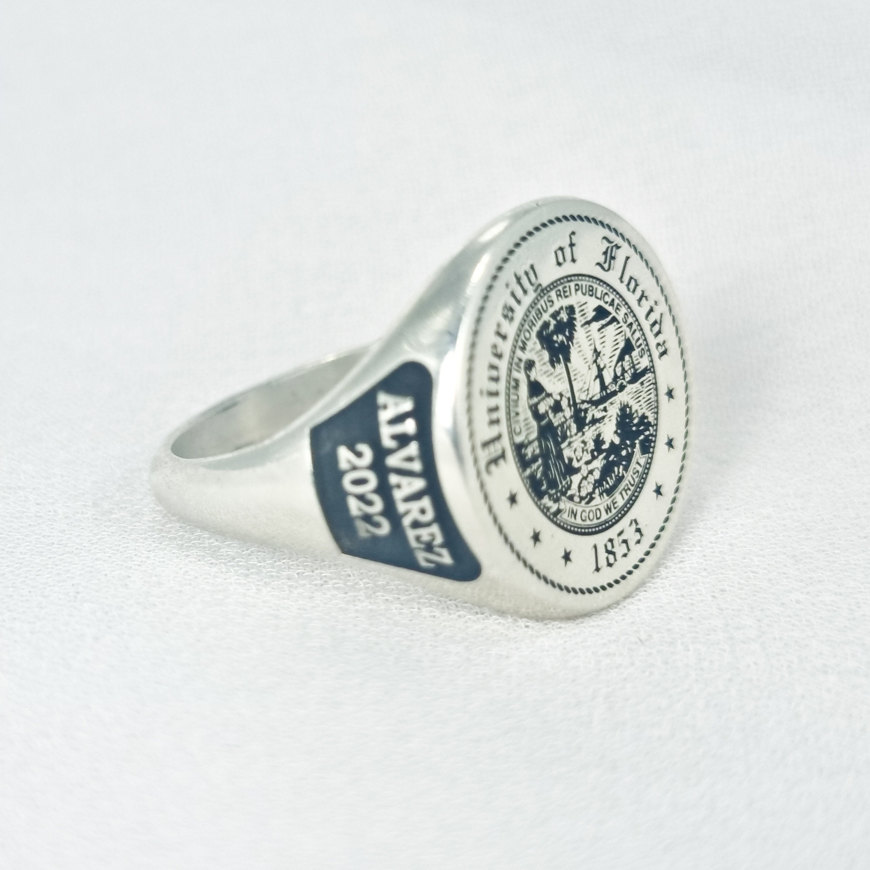 University Ring, Custom 10K 14K 18K Solid Gold Coat of Arms Ring ...