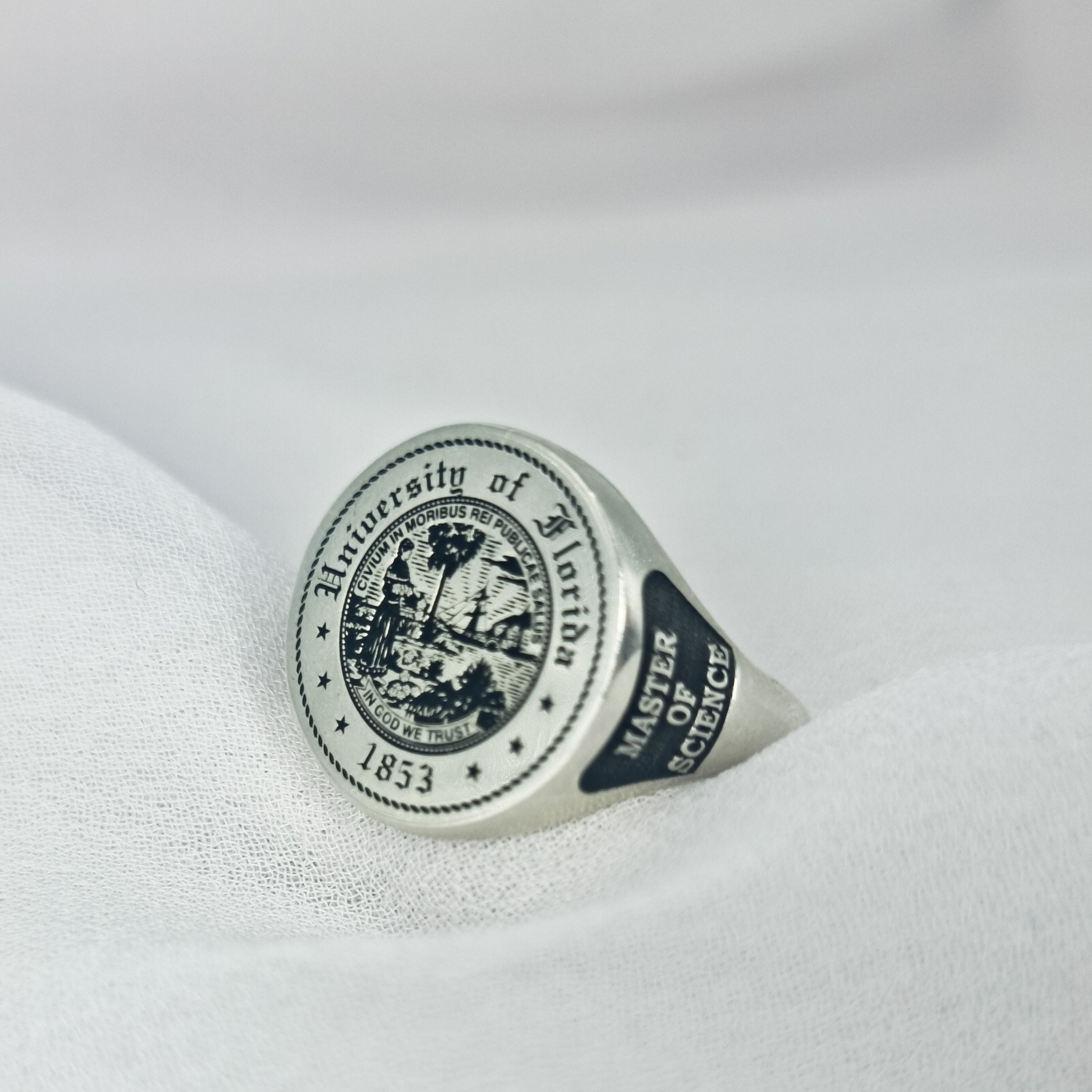 University Ring, Custom 10K 14K 18K Solid Gold Coat of Arms Ring ...