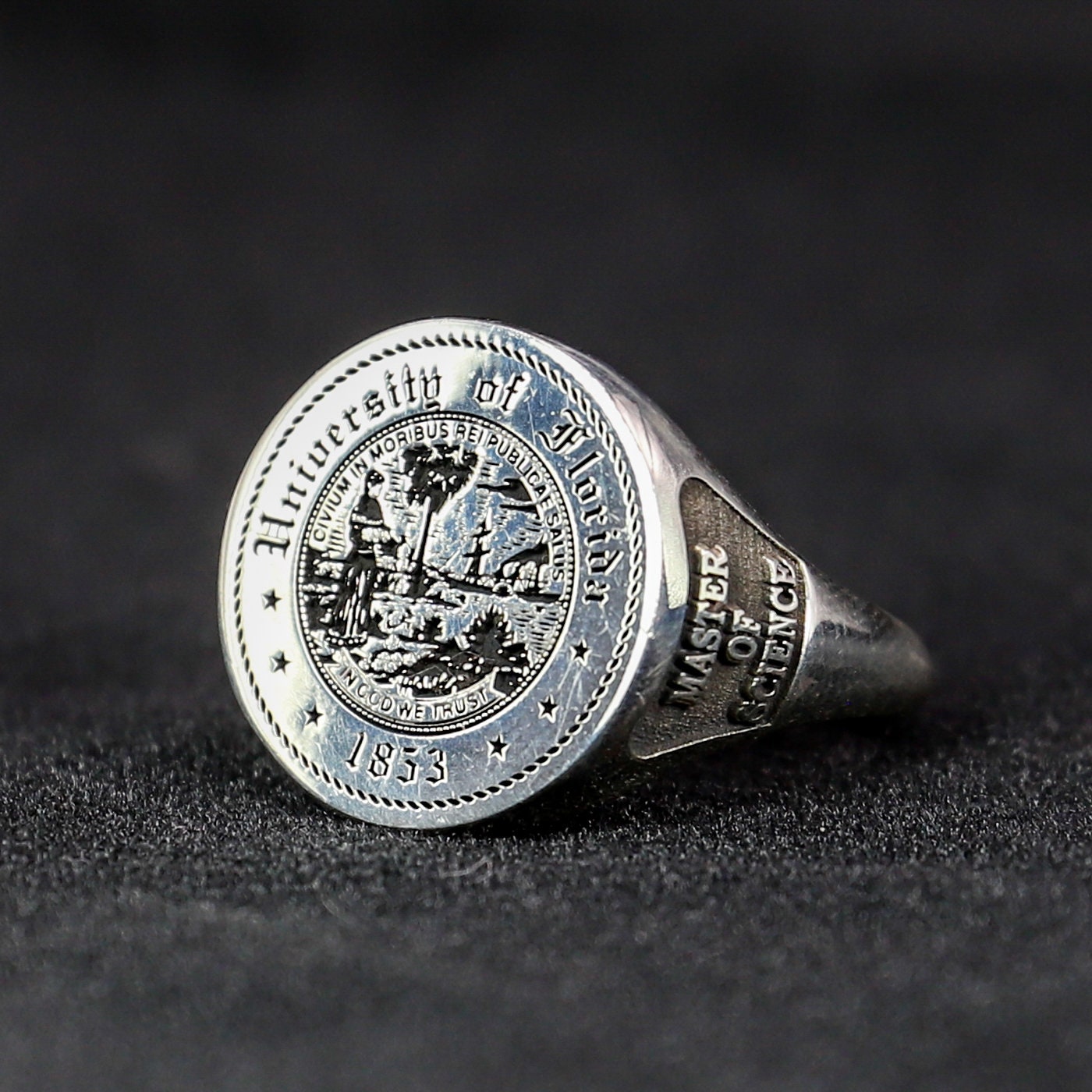 University Ring, Custom 10K 14K 18K Solid Gold Coat of Arms Ring ...