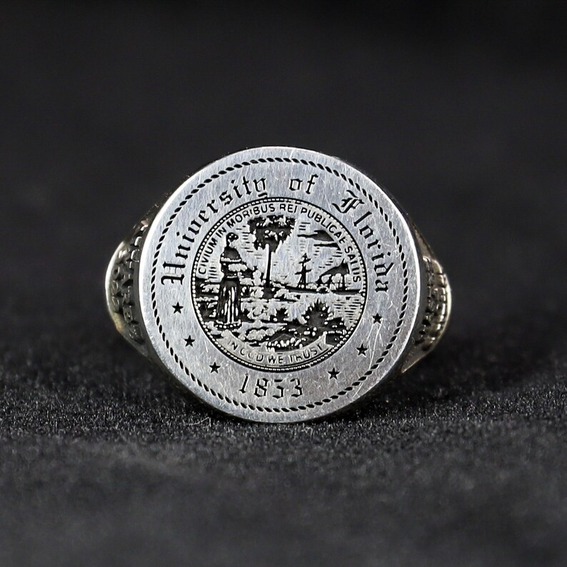 University Ring, Custom 10K 14K 18K Solid Gold Coat of Arms Ring ...