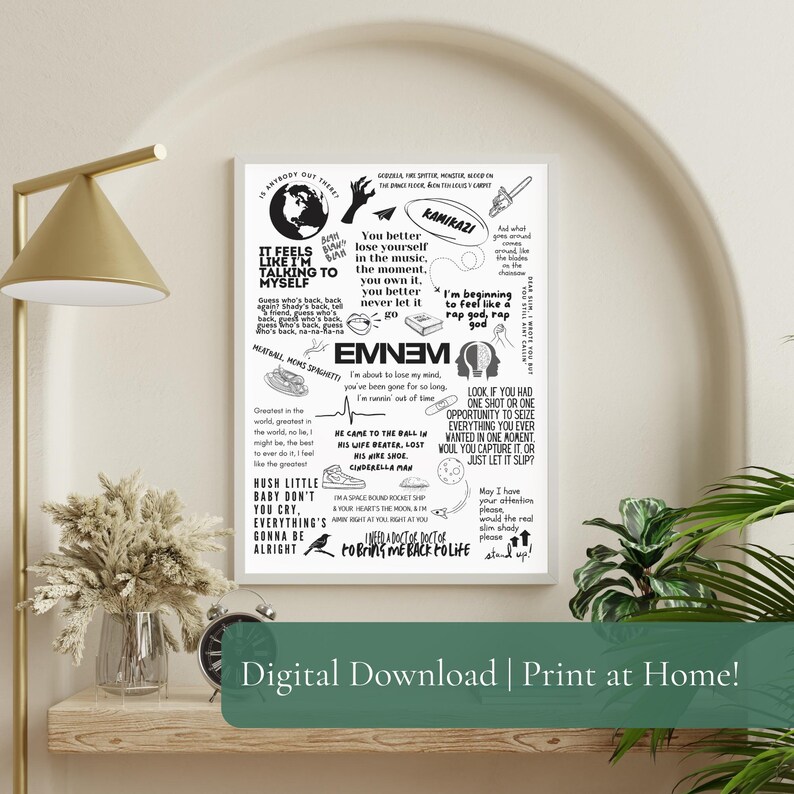 Eminem Lyric Print, Typography, Music Art, Digital Download, Gift ...