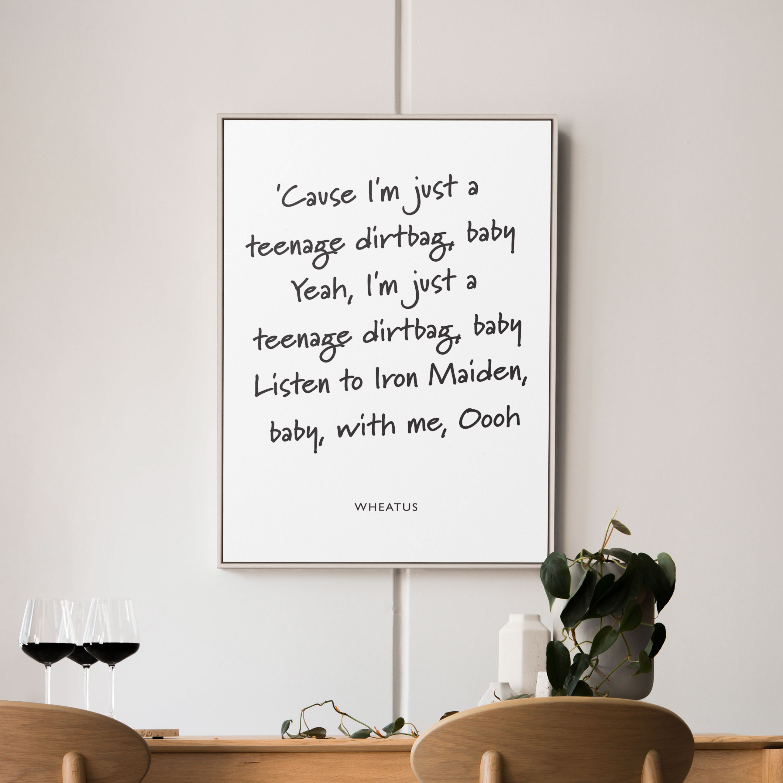 Printable Wheatus 'teenage Dirtbag, Baby' Lyric Print, Digital Download ...