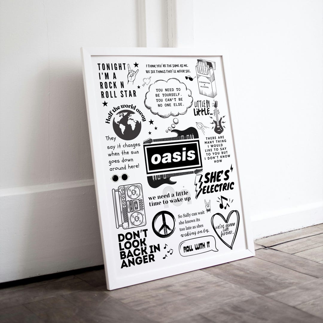 Oasis Lyric Print, Music, Digital Download, Wall Art - Etsy