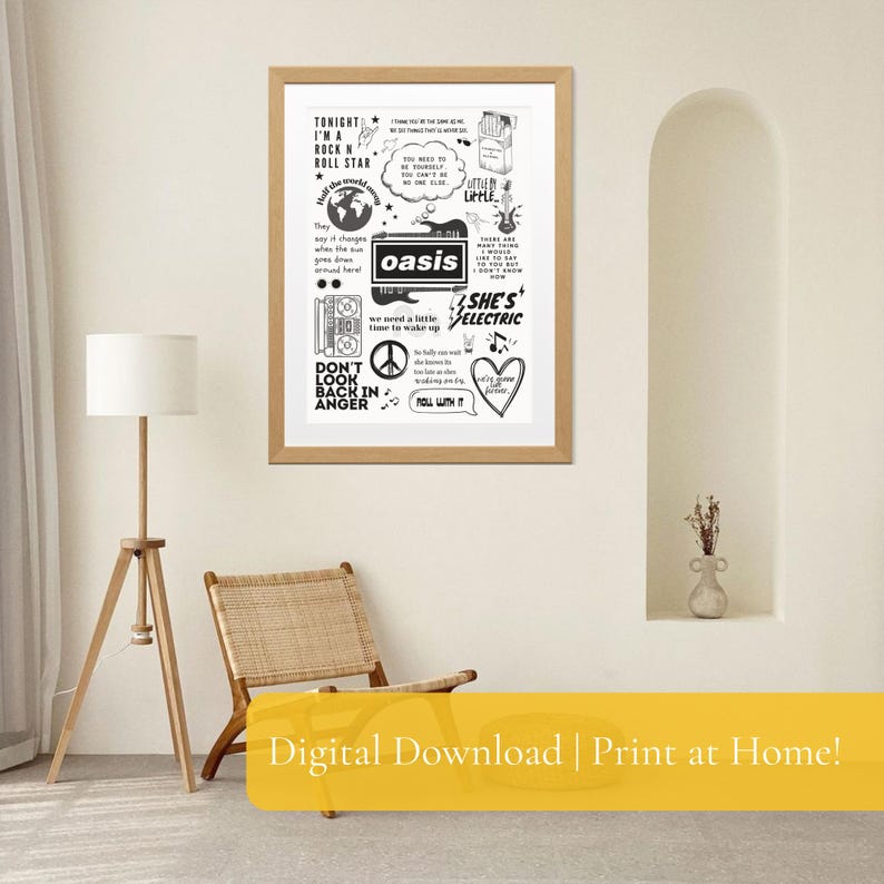 Oasis Lyric Print, Music, Digital Download, Wall Art - Etsy