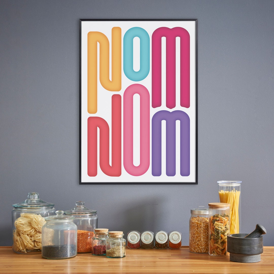 Printable 'nom Nom' Kitchen Poster / Downloadable Print / Instant ...
