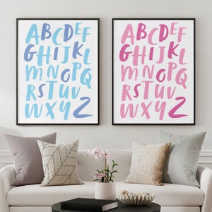 Printable A to Z Digital Download Art Print - Pink, Children's Learning ...