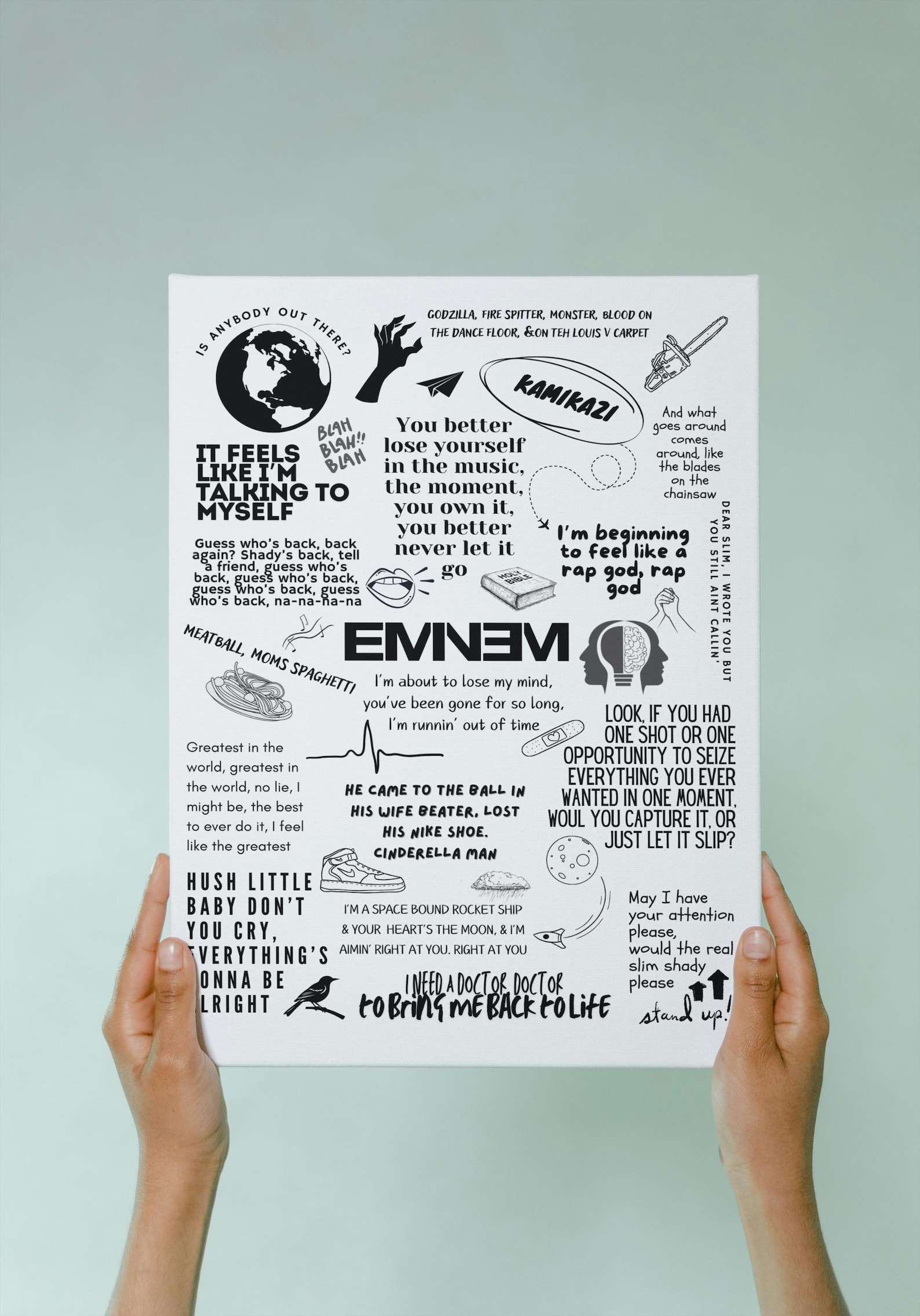 Eminem Lyric Print, Typography, Music Art, Digital Download, Gift ...