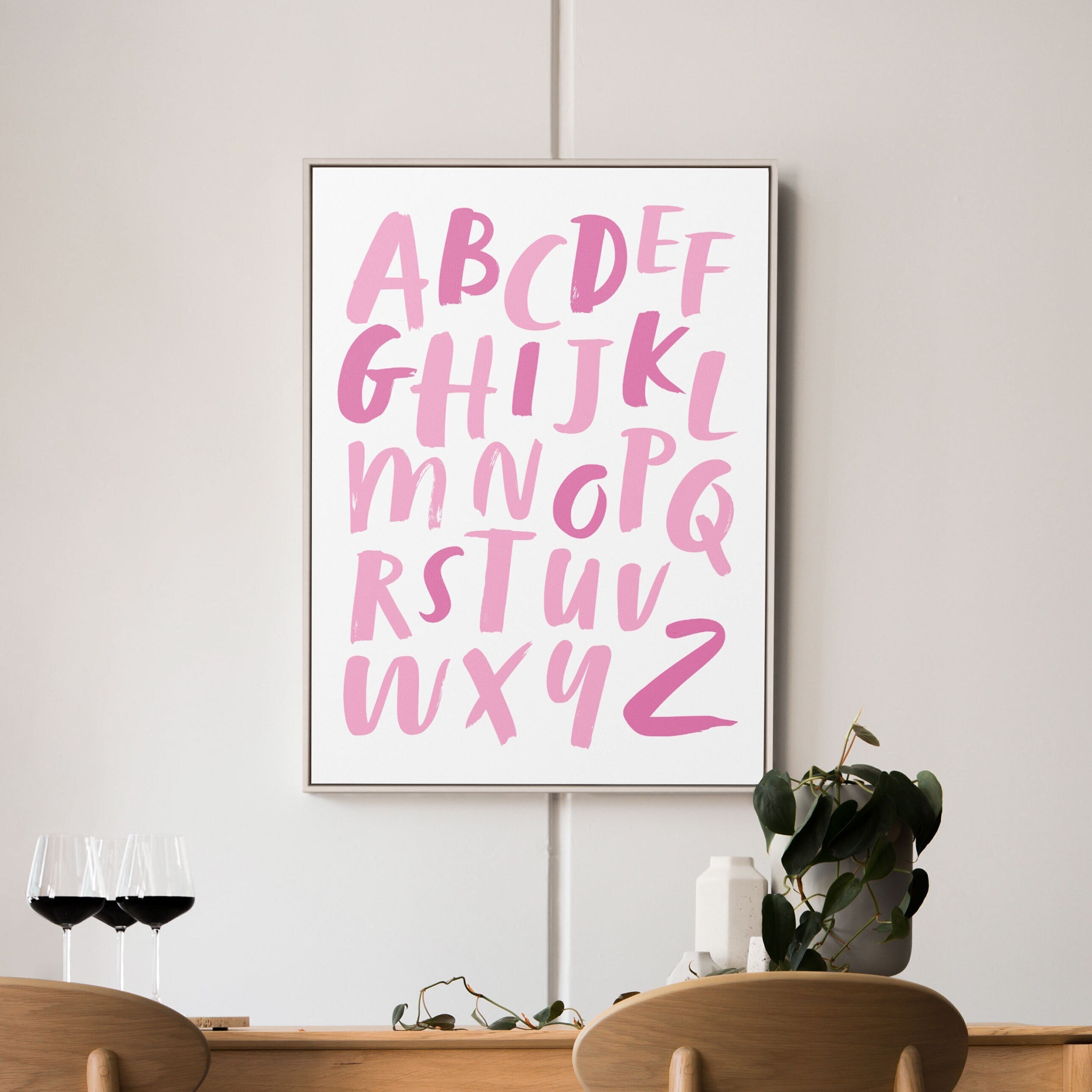 Printable A to Z Digital Download Art Print - Pink, Children's Learning ...
