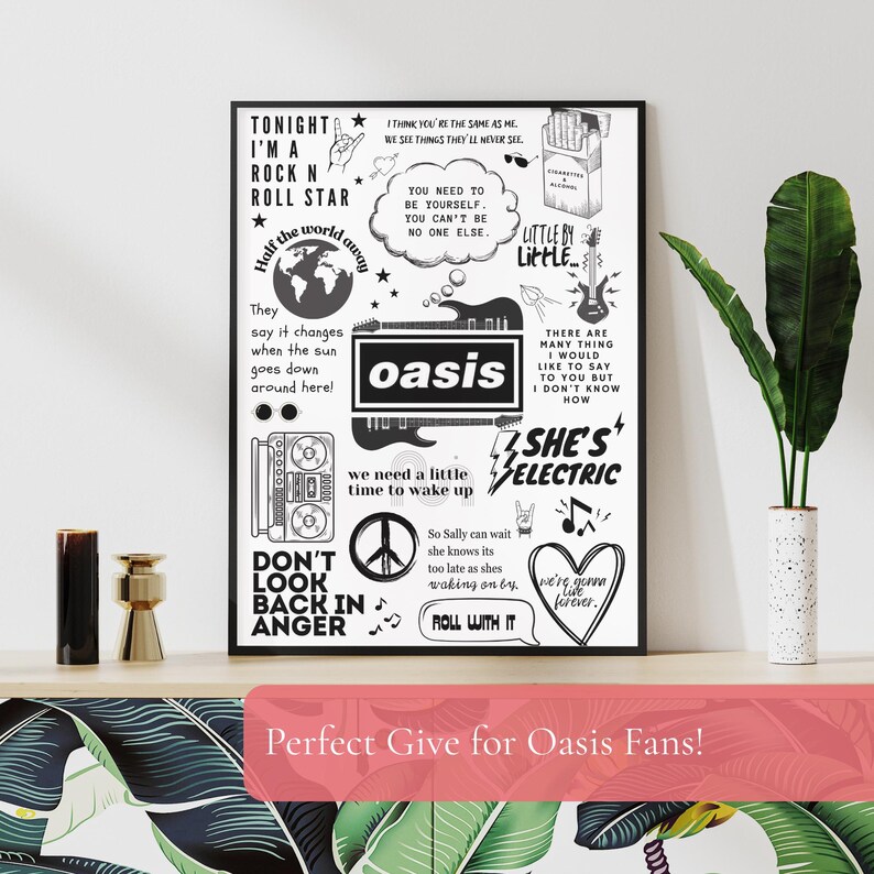 Oasis Lyric Print, Music, Digital Download, Wall Art - Etsy