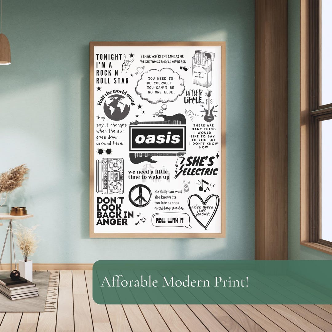 Oasis Lyric Print, Music, Digital Download, Wall Art - Etsy