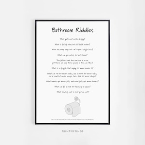 Bathroom Riddles / Printable Toilet Riddles / Downloadable Print ...