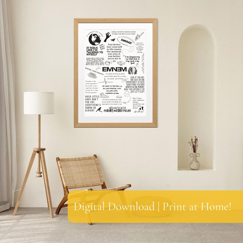 Eminem Lyric Print, Typography, Music Art, Digital Download, Gift ...