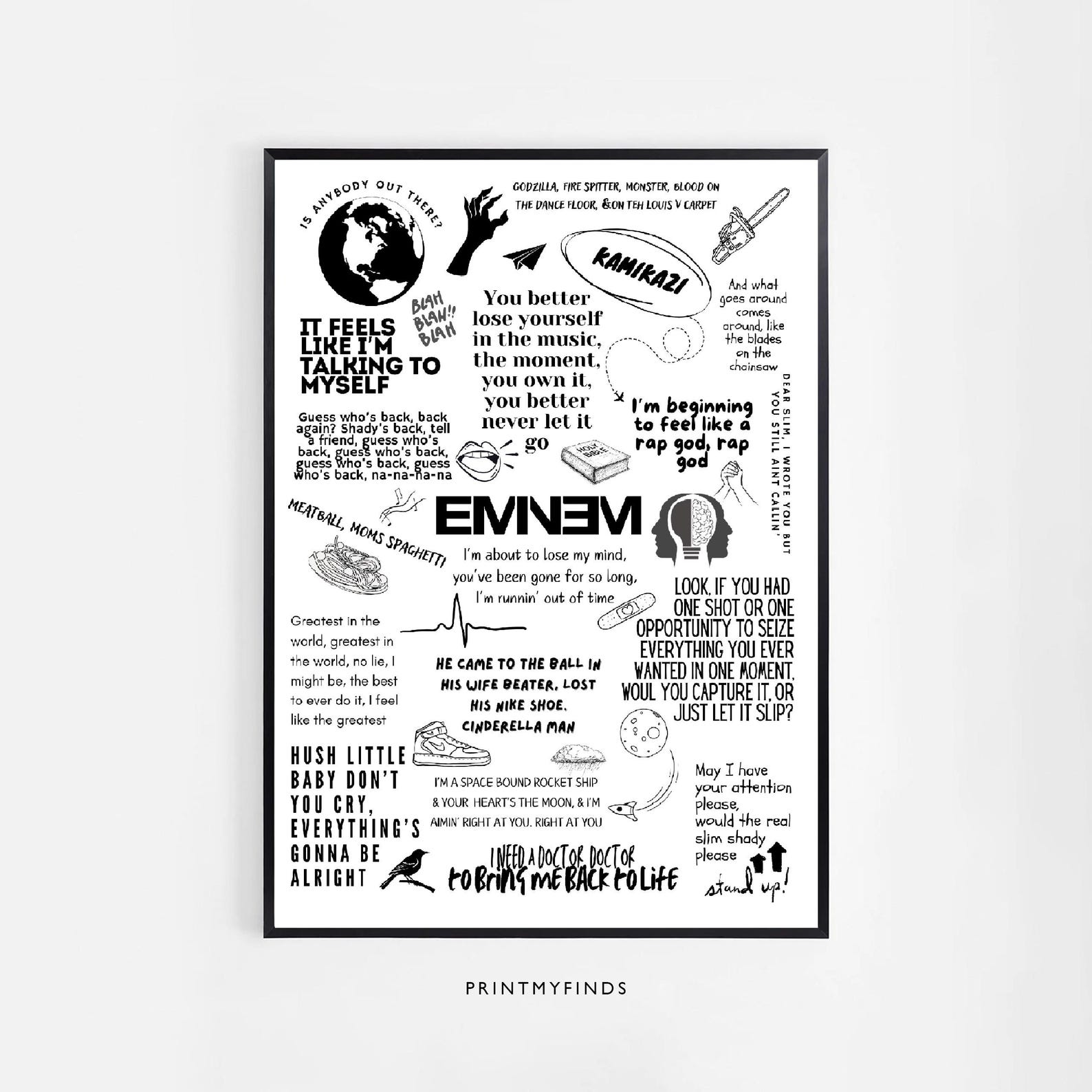 Eminem Lyric Print, Typography, Music Art, Digital Download, Gift ...