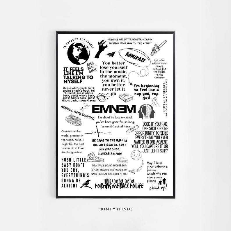 Eminem Lyric Print, Typography, Music Art, Digital Download, Gift ...