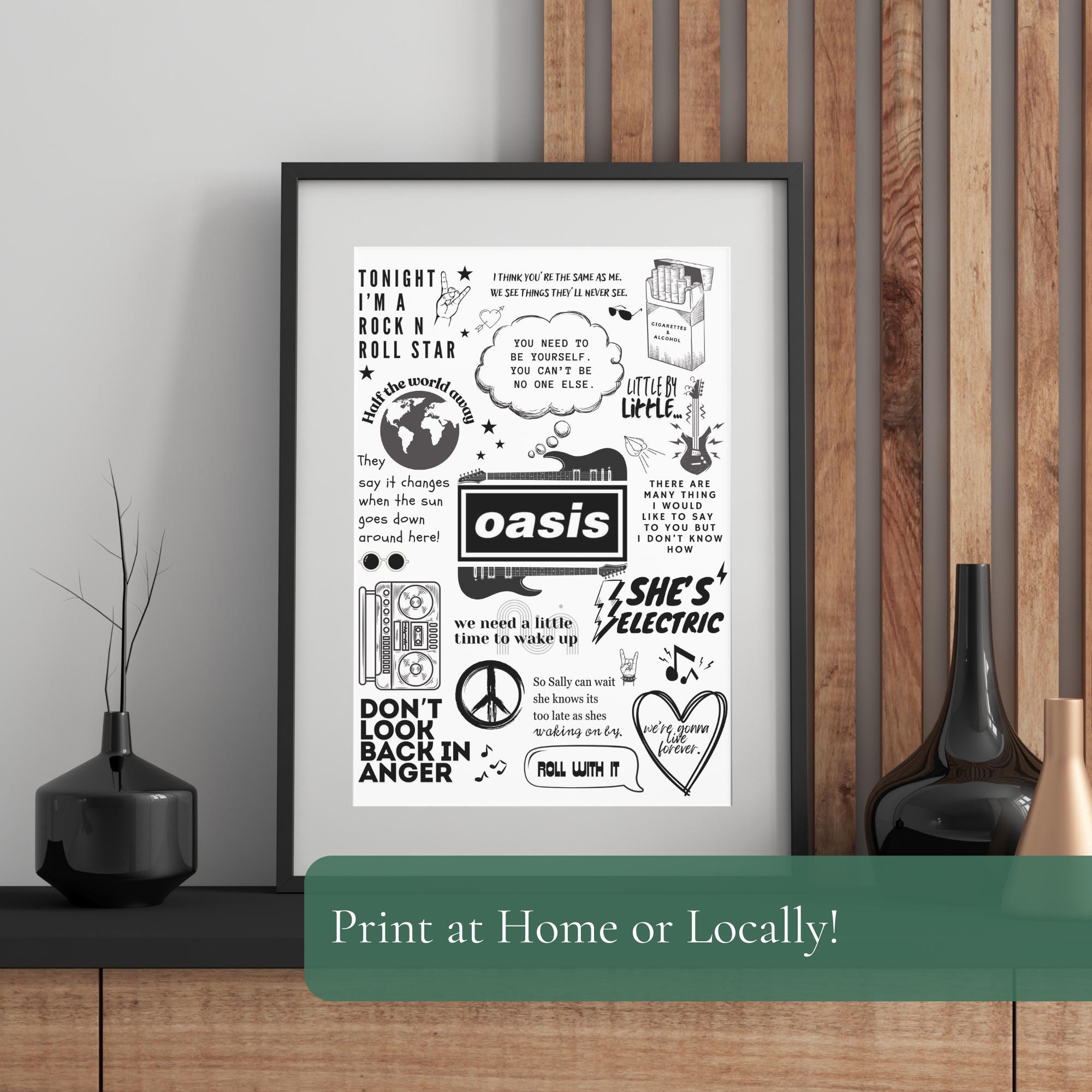 Oasis Lyric Print, Music, Digital Download, Wall Art - Etsy