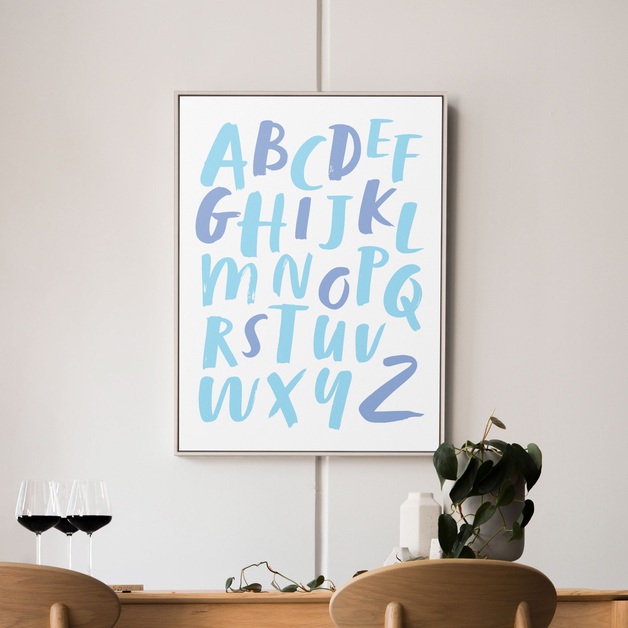 Printable A to Z Digital Download Art Print - Blue, Children's Learning ...