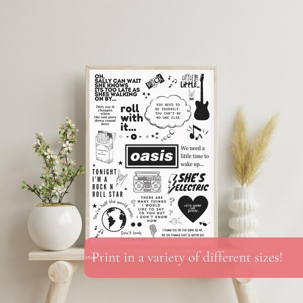 Oasis Quotes Poster - Etsy UK