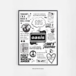 Oasis Lyric Print, Music, Digital Download, Wall Art - Etsy