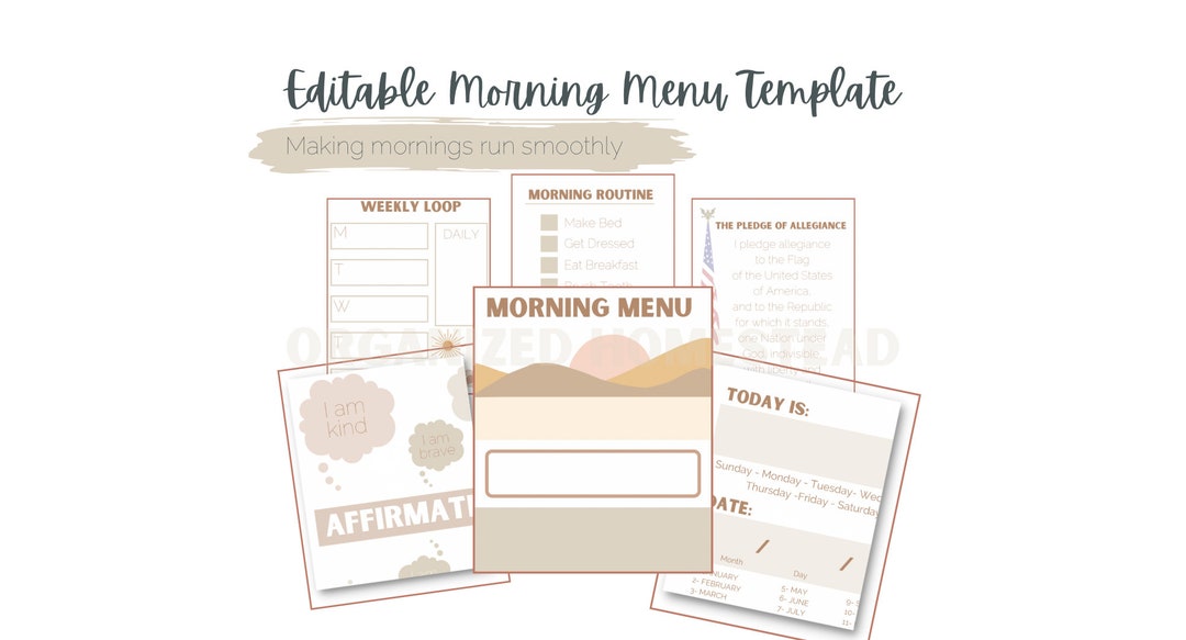 Morning Menu Template - Etsy