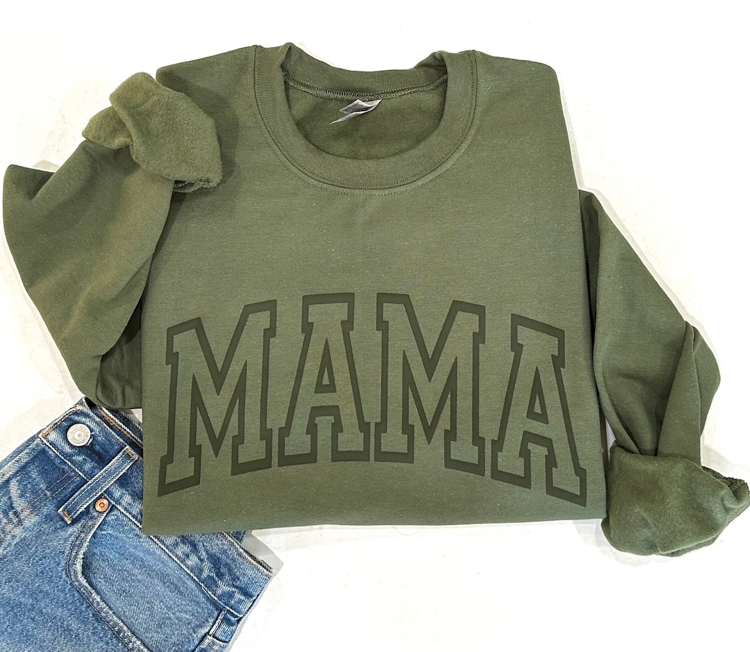 Mama Sweatshirt, Mom Gift, Green Mama Sweatshirt, Green on Green ...