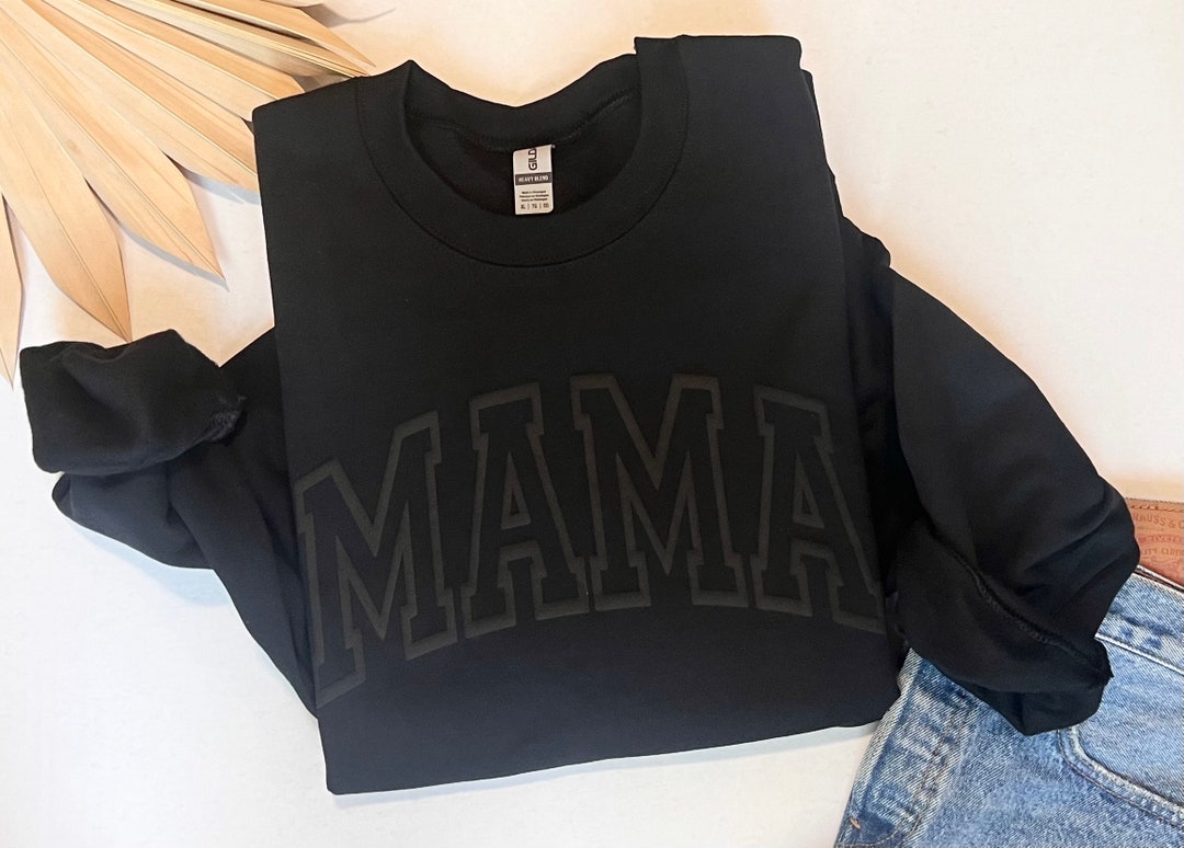 Mama Sweatshirt, Mom Gift, Black Mama Sweatshirt, Black on Black ...