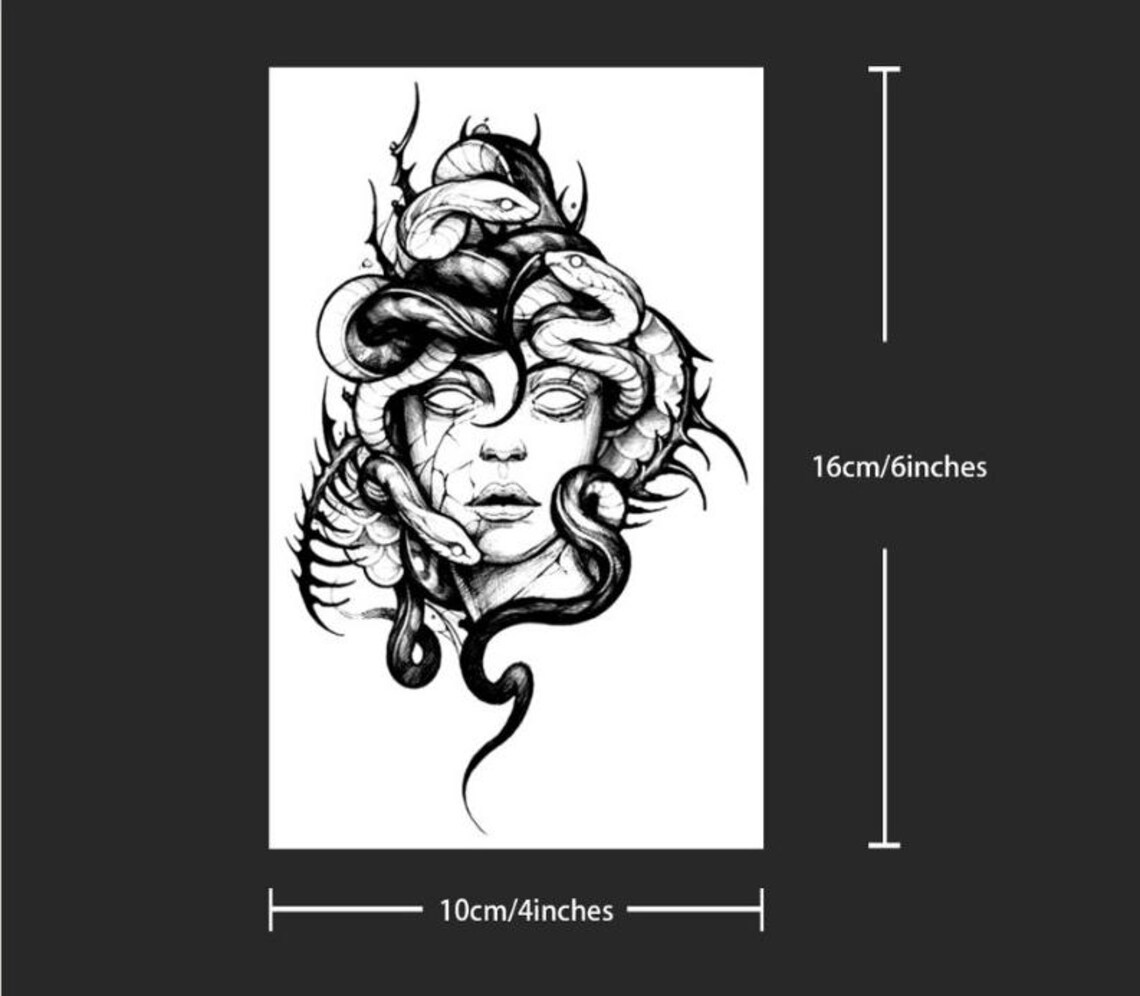 Semi Permanent Tattoo MEDUSA Last up to 2 Weeks Vegan Friendly Gift ...