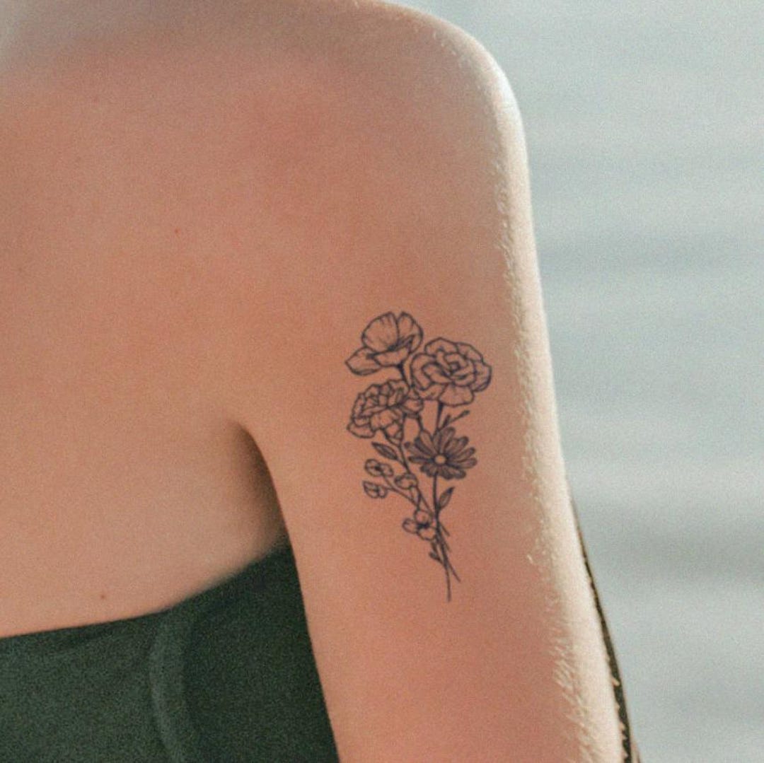 Semi Permanent Tattoo | Bunch of Flowers | Last up to 2 Weeks | Vegan ...